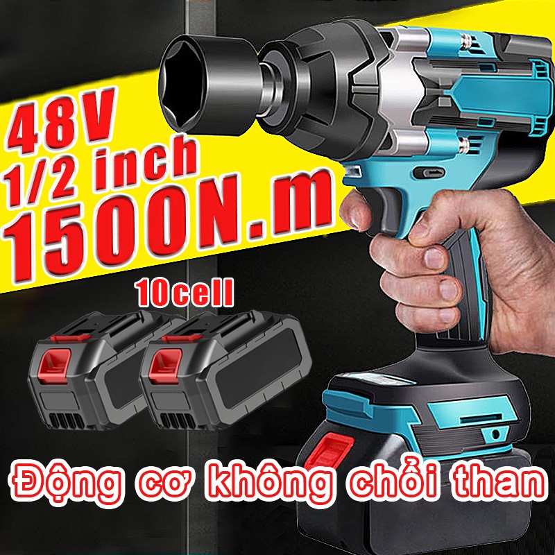 Máy siết bulong,máy siết bu lông lực lớn 1500nm,máy bắn bulong 48V pin-Động cơ không chổi than ...