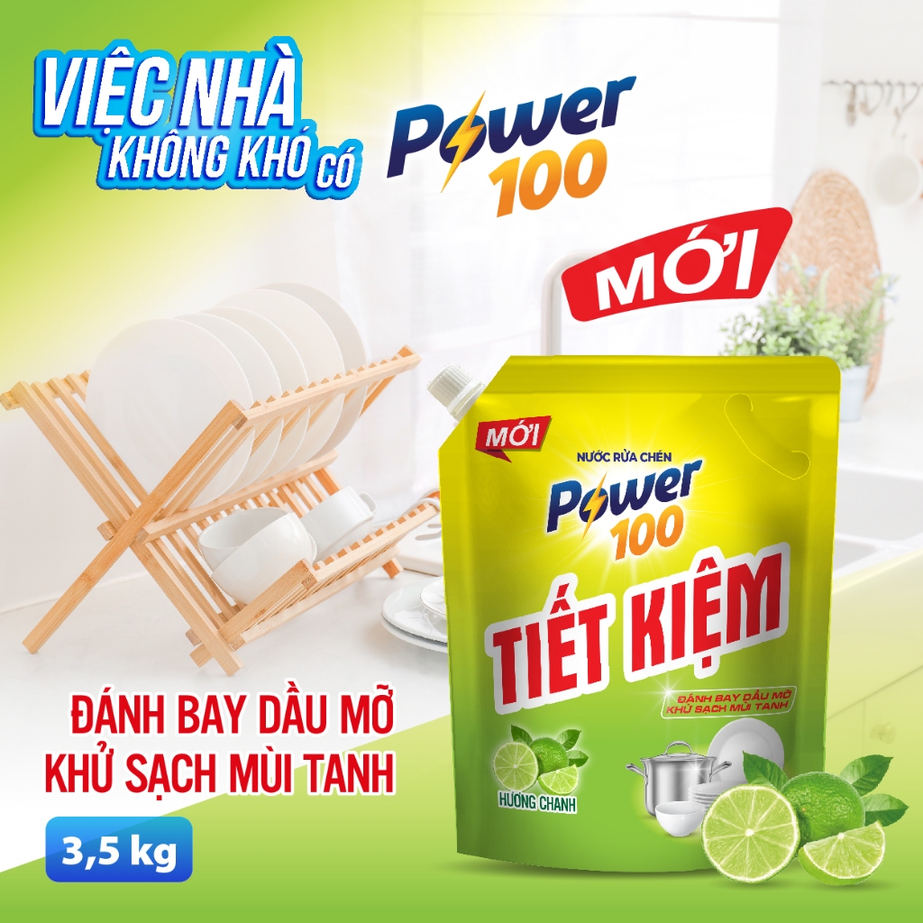 Nước Rửa Chén POWER100 túi tiết kiệm Hương chanh 3.5kg | Shopee Việt Nam