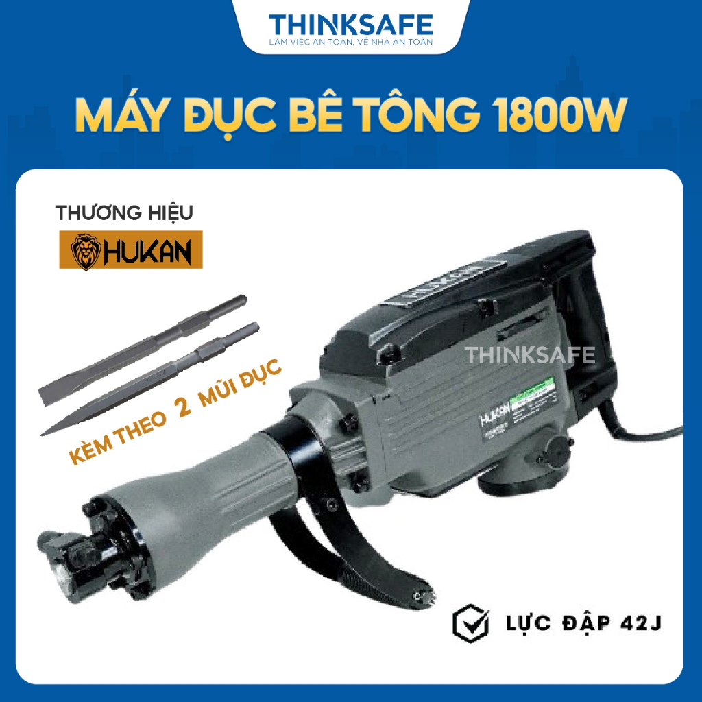 Máy đục bê tông HUKAN HK-G2-DH65B, Lực đập 42J, Công suất 1800W, Loại ...