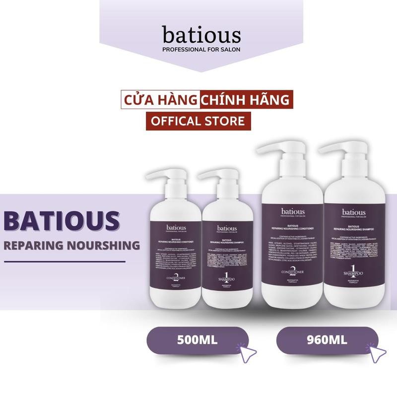 Combo Dầu gội Dầu Xả BATIOUS Reparing Noursing 960ml Giúp phục hồi tóc ...