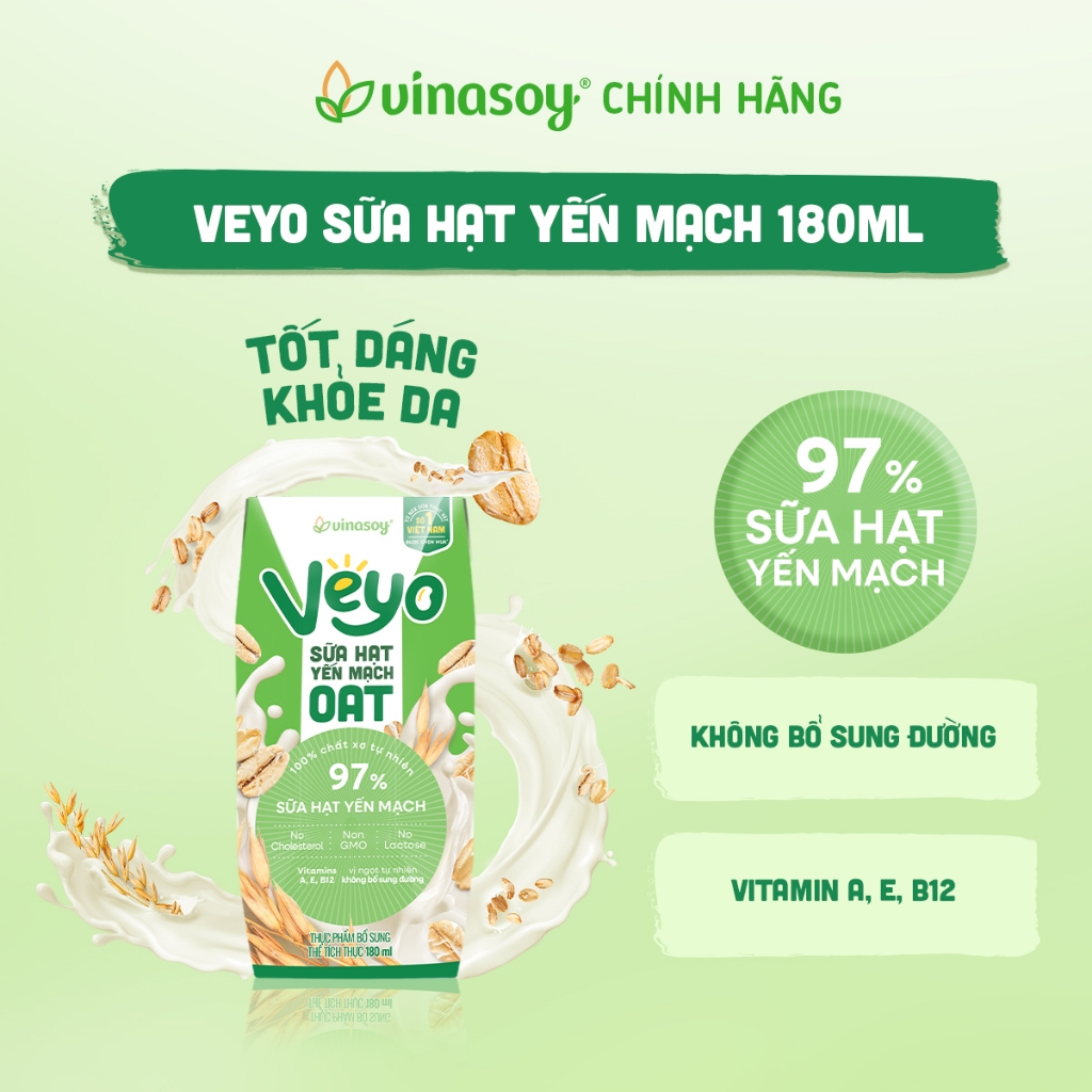 Thùng Sữa hạt Yến mạch Veyo Oat (30 Hộp x 180ml) | Shopee Việt Nam