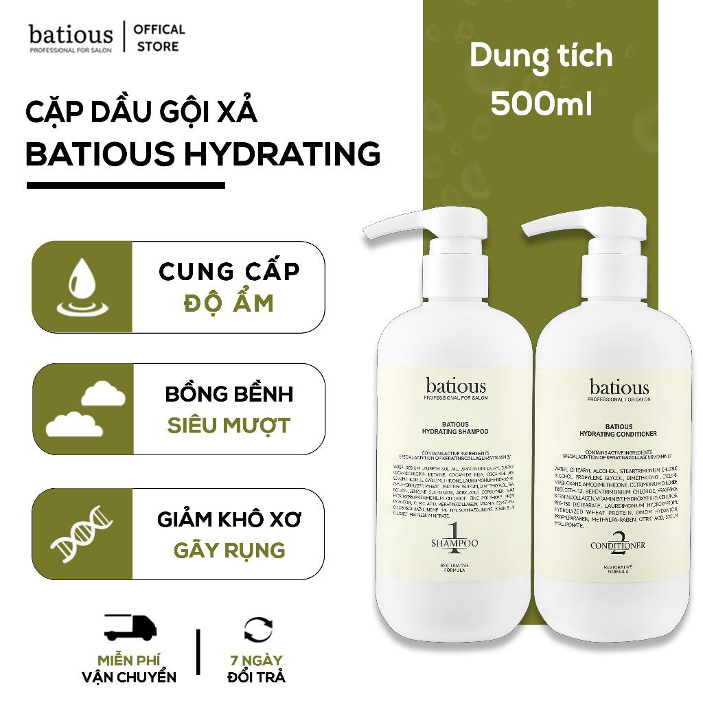 COMBO DẦU GỘI - DẦU XẢ BATIOUS Hydrating trắng giúp tóc mềm mượt chắc ...