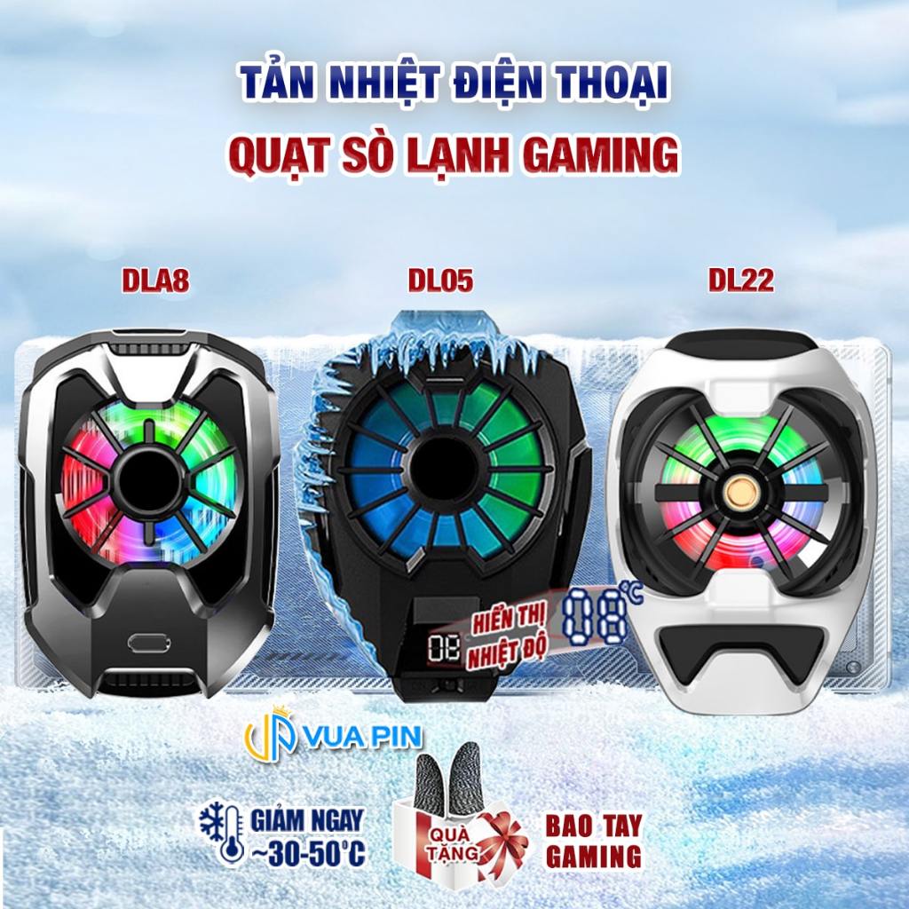 Quạt tản nhiệt điện thoại Memo DL05 / DL22 / DLA8 / CX07 sò lạnh đèn led màn hình hiển thị nhiệt ...