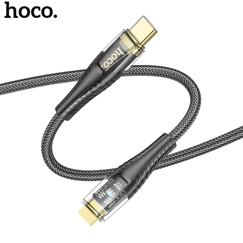 Cáp sạc nhanh PD27W Hoco U121 chân Type-C sang LN, đèn LED báo sạc, dây PVC chống đứt gẫy ...