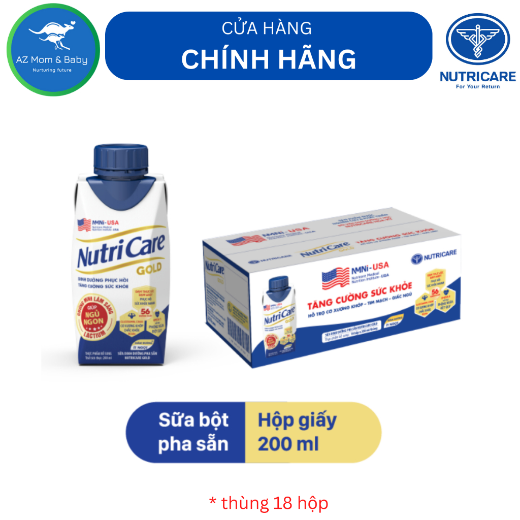 Thùng 18 hộp sữa Nutricare GOLD - bồi bổ phục hồi sức khoẻ (200ml x 18 hộp) | Shopee Việt Nam
