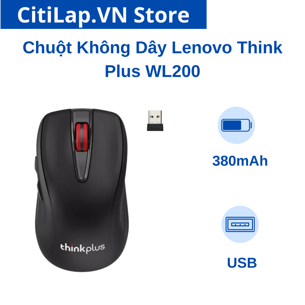 Chuột Không Dây Lenovo Think Plus WL200- Không Tiếng Động- Có Công Tắc On/Off | Shopee Việt Nam