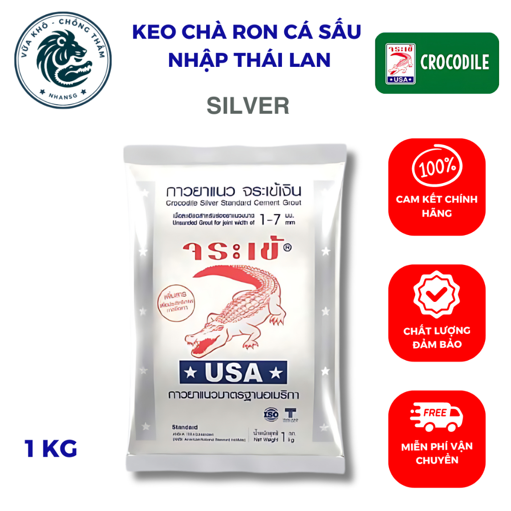 Keo Chà Ron Cá Sấu Thái Lan Silver (Bạc) Chính Hãng, Keo Chít Mạch Cá Sấu, Chà Ron Gạch Thẩm Mỹ ...