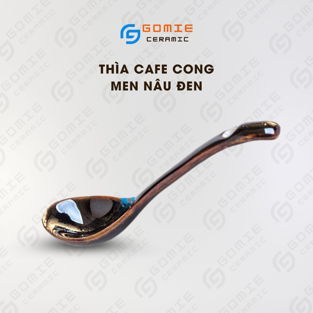 Thìa cafe cong - Thìa Cà Phê Cong Nâu Đen - Thìa Cao Cấp Bát Tràng ...