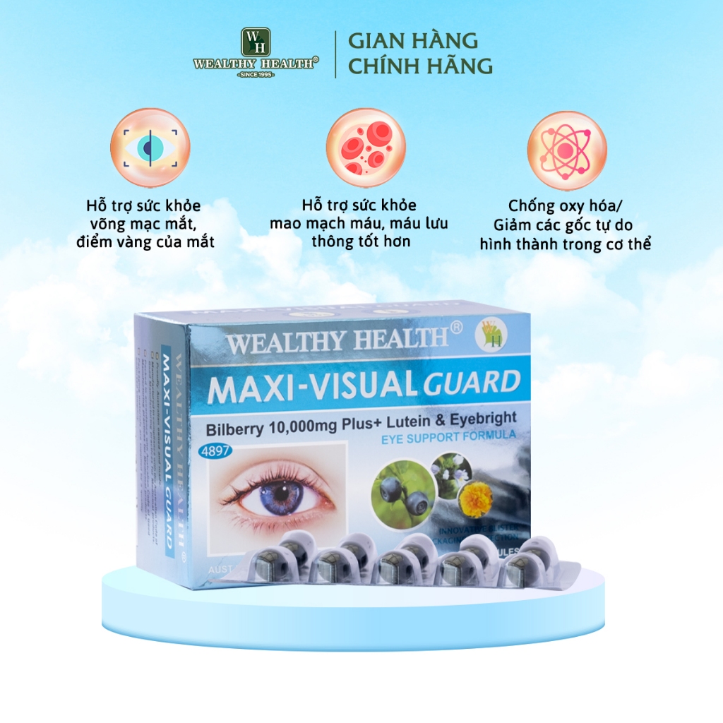 Viên uống bổ mắt Maxi-Visual Guard Bilberry 10000 Plus Wealthy Health ...