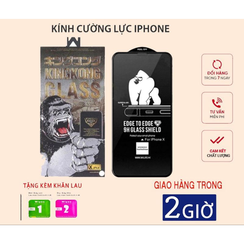 Kính Cường Lực iphone KingKong 3D Chống Bám Vân Tay, Độ Cứng 9H. 6p/6s/7/7p/8/8p/XR/XS/XSMAX/11 ...