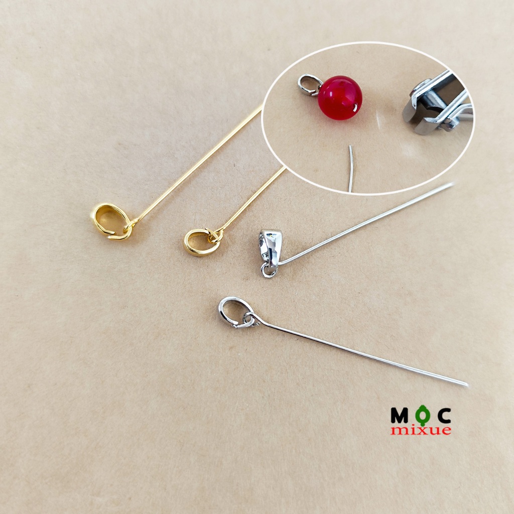 1 Bộ Móc + Que Ghim Để Xỏ Hạt Đá Tự Làm Mặt Dây Chuyền Đeo Cổ _ Phụ ...