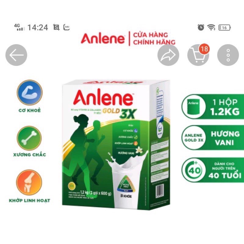 [FONTERRA] Sữa Bột Anlene Gold 3X Hộp Giấy 1.2kg Hương Vani ( Trên 40 ...