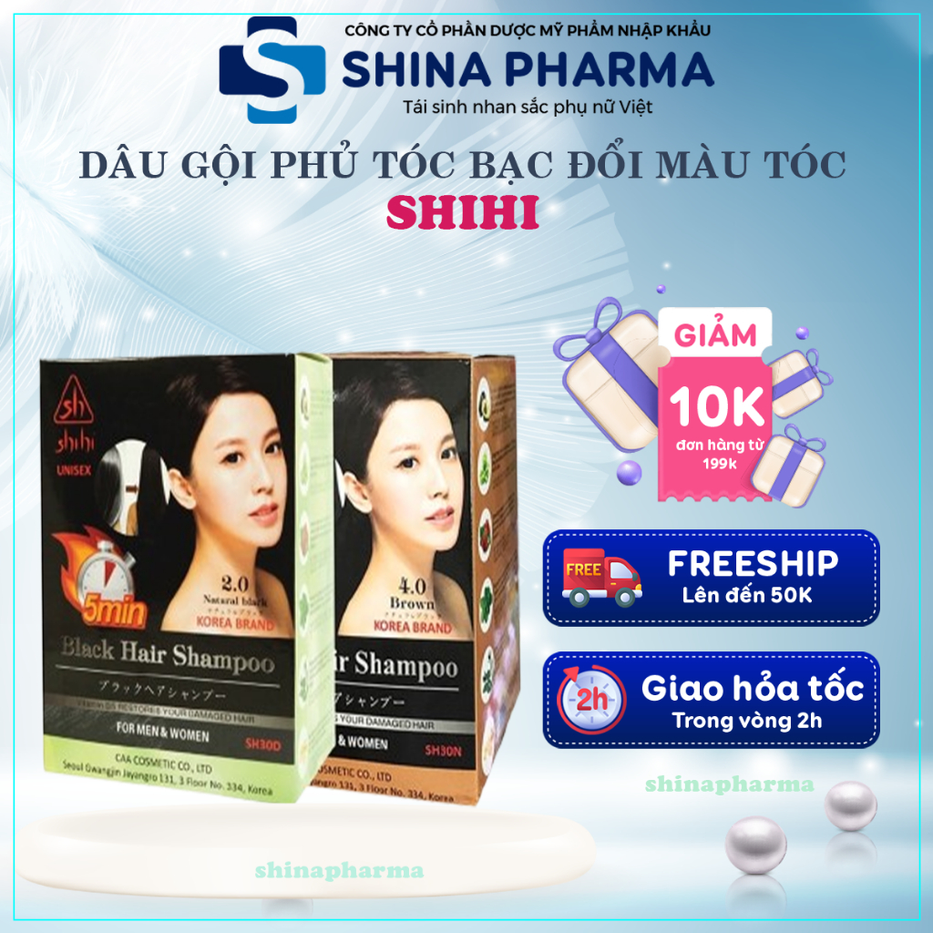 Hộp 10 Gói Dầu Gội Thảo Dược Shihi Hàn Quốc - Dầu Gội Phủ Bạc Tóc ...
