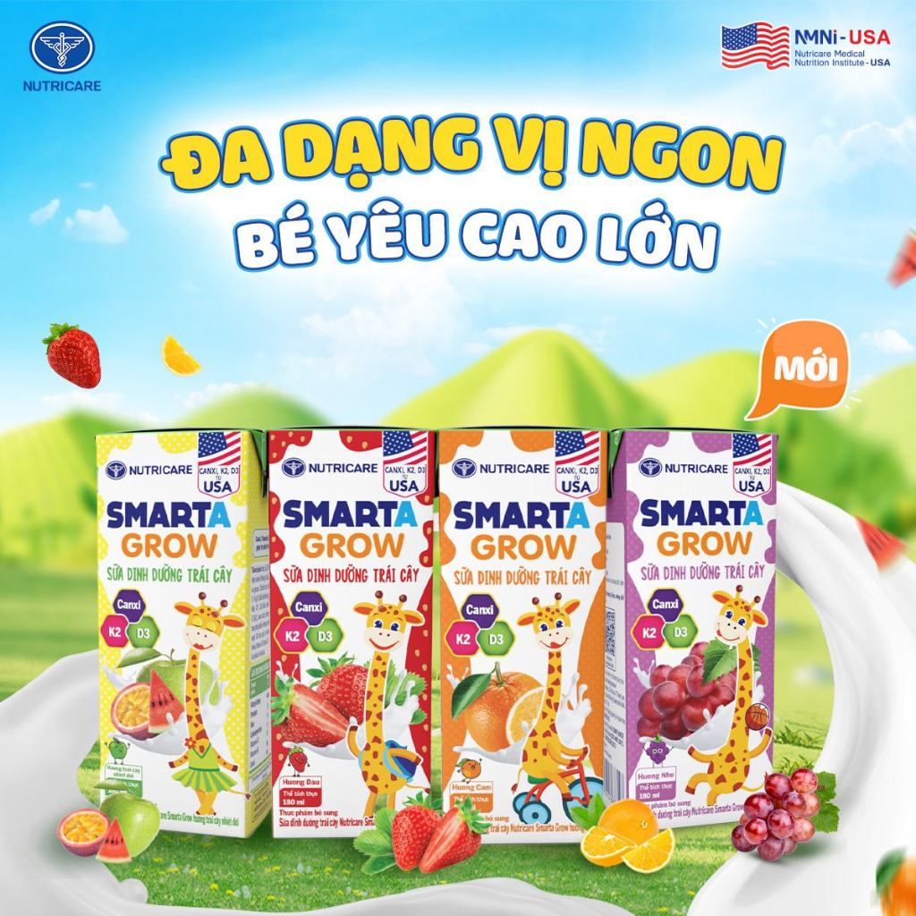 Thùng 48 Hộp Sữa Trái Cây SMARTA GROW Nutricare Giúp Bé Tăng Chiều Cao ...