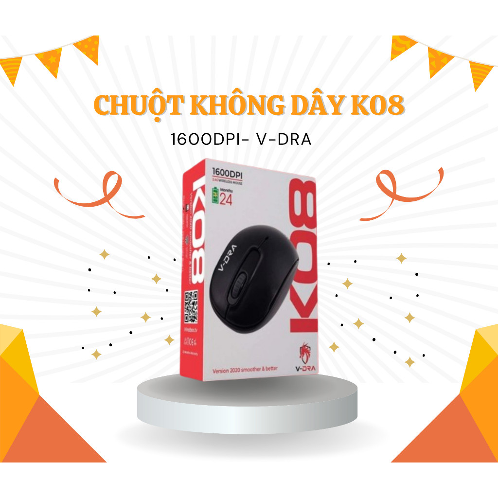 Chuột không dây V-DRA K08, cổng usb 2.0 cho máy tính, laptop, màu đen | Shopee Việt Nam