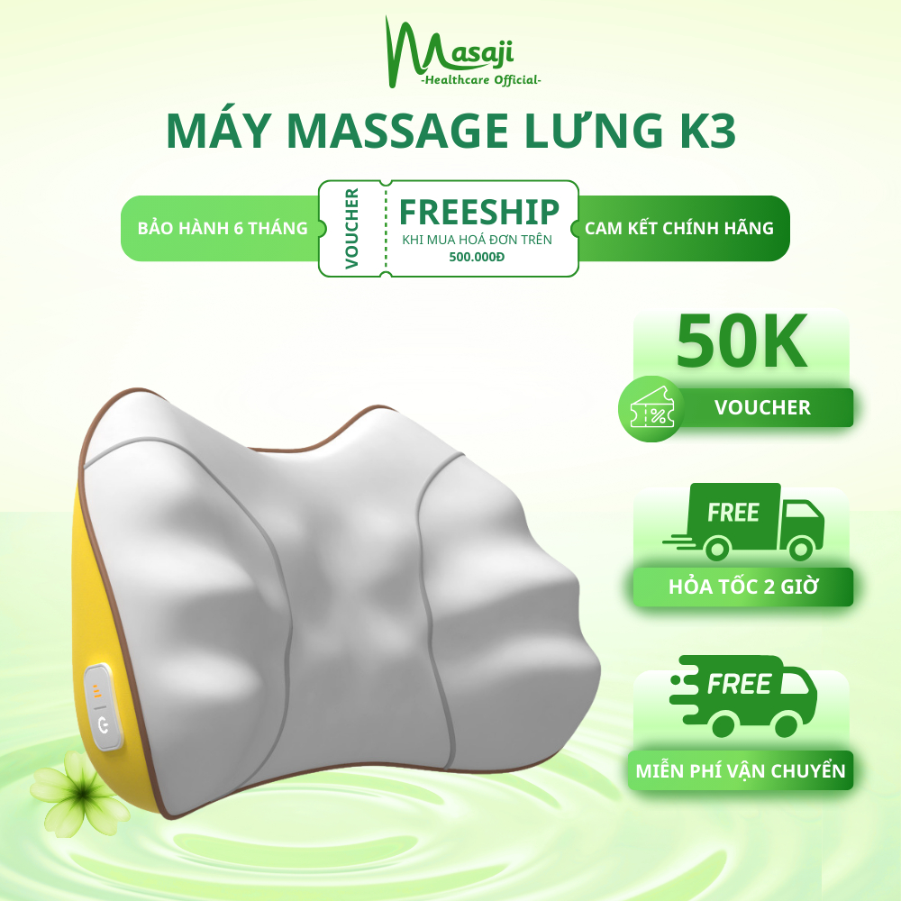 Máy Massage K3 Massage Lưng Cổ Cơ Học Với 8 điểm Massage 3d Kết Hợp Chườm ấm ánh Sáng đỏ Giúp