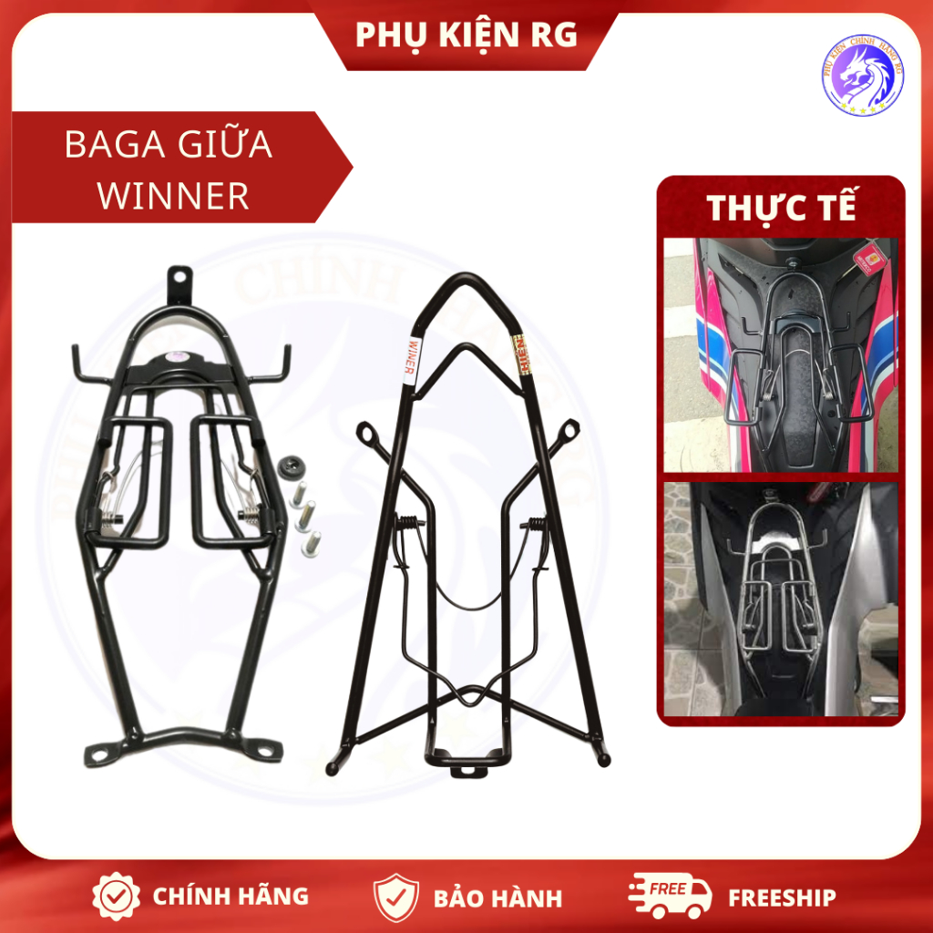 Baga Winner X dày 10li màu Innox/Titan/7Màu/Đen, baga trước winner X v1/v2/v3 mẫu thon có móc ...
