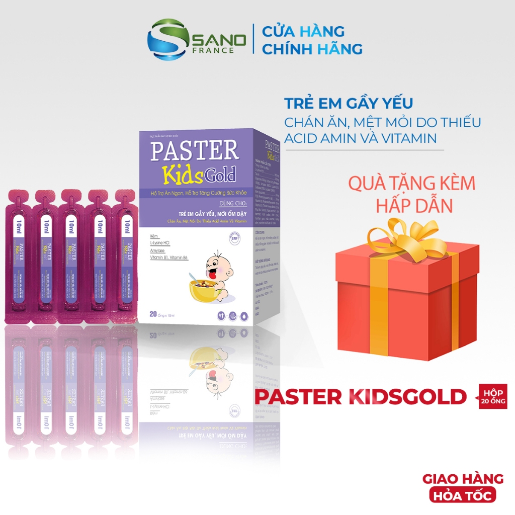 Siro ăn ngon, tăng cường sức khỏe Paster Kids Gold (Hộp 20 ống x 10ml ...