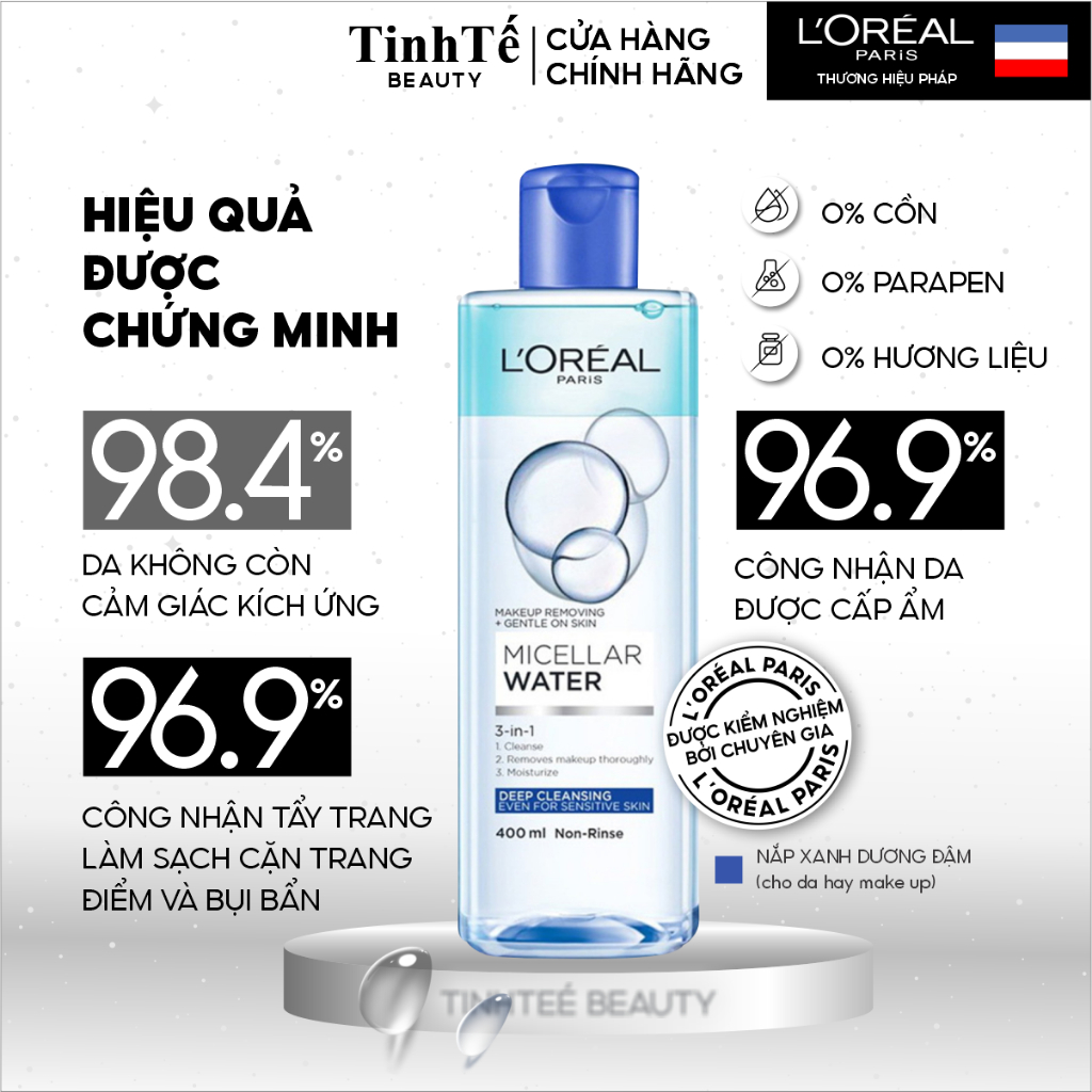 Nước tẩy trang làm sạch - mềm mịn da L'Oreal Paris 3in1 Micellar Water 400ml | Shopee Việt Nam
