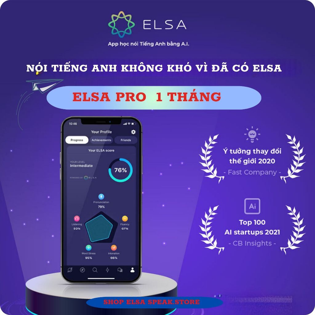 ELSA SPEAK PRO 1 tháng - Tự Tin Giao Tiếp Với 10 Phút Mỗi Ngày | Shopee Việt Nam