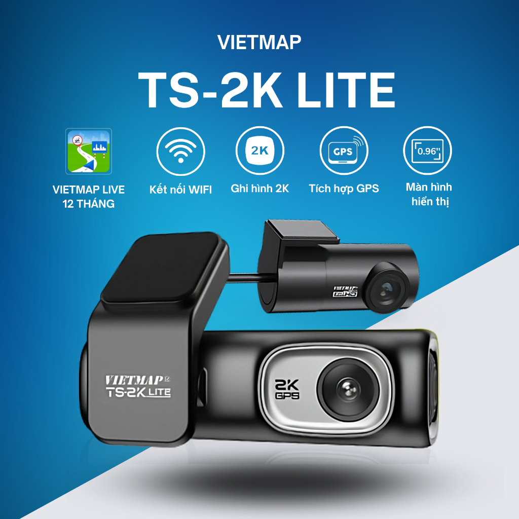 CAMERA HÀNH TRÌNH VIETMAP TS2K LITE, Tặng VIETMAP LIVE PRO 1 NĂM, GHI HÌNH TRƯỚC SAU 2K, KẾT NỐI ...