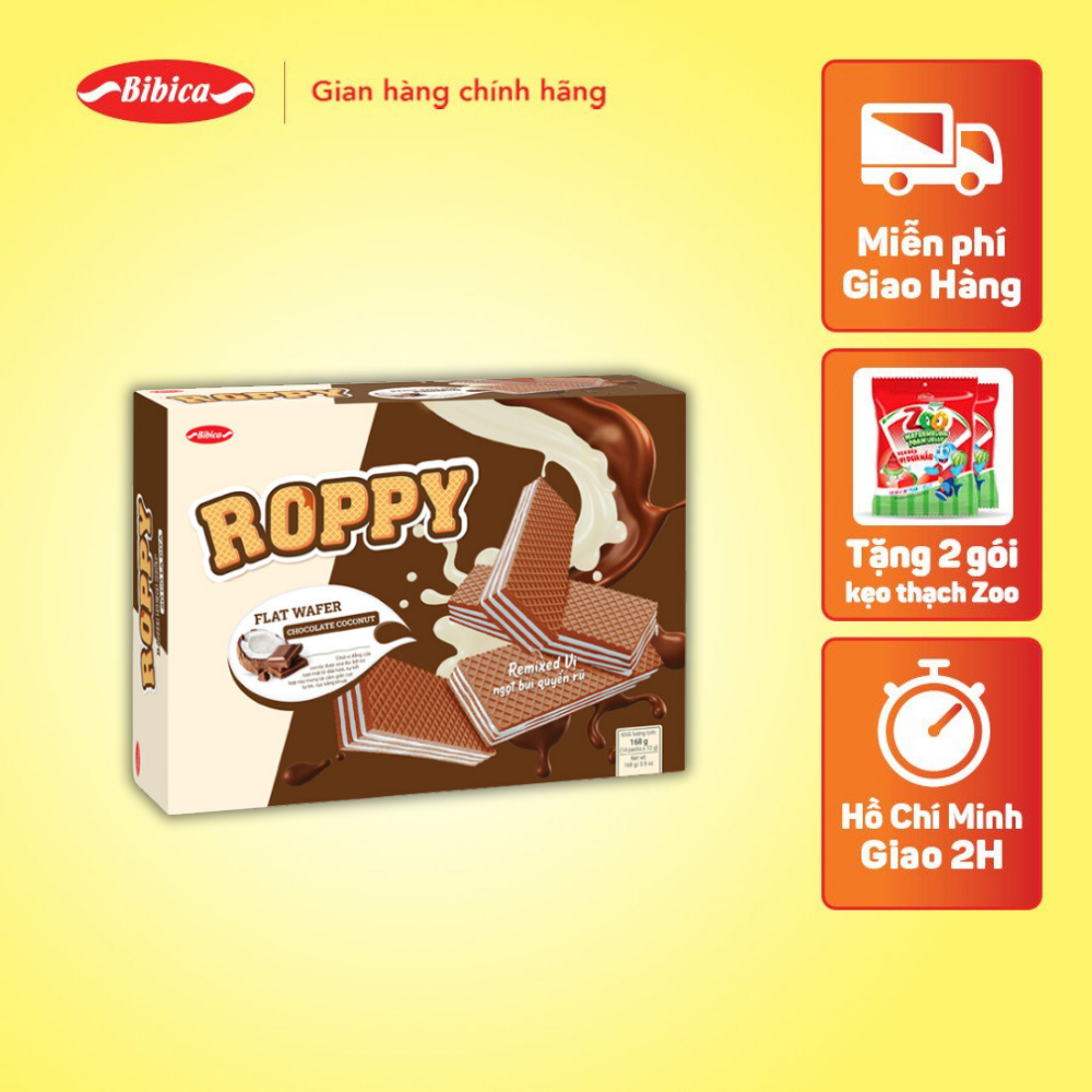 Bánh Kem Xốp Roppy nhiều vị Bibica 168g - (Socola dừa, Phô mai 2X, Sữa dâu) | Shopee Việt Nam