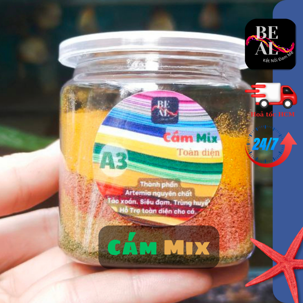 Cám cá Mix A3 - có quà tặng Mix 4 loại Tảo xoán artemia sấy khô cám ...