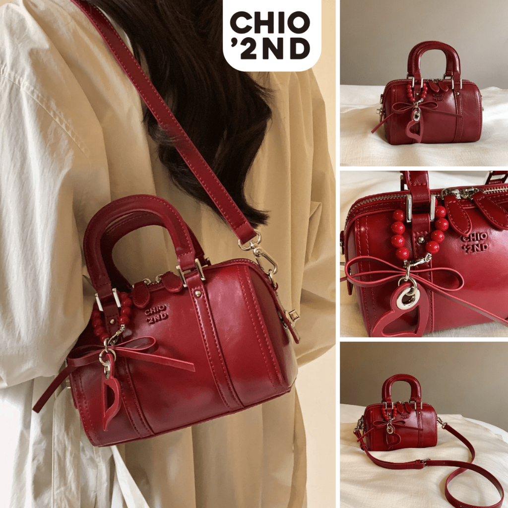 Túi Xách Đeo Chéo CHIO'2ND Chính Hãng, Da Bóng Đính Kèm Charm [AM6429] | Shopee Việt Nam