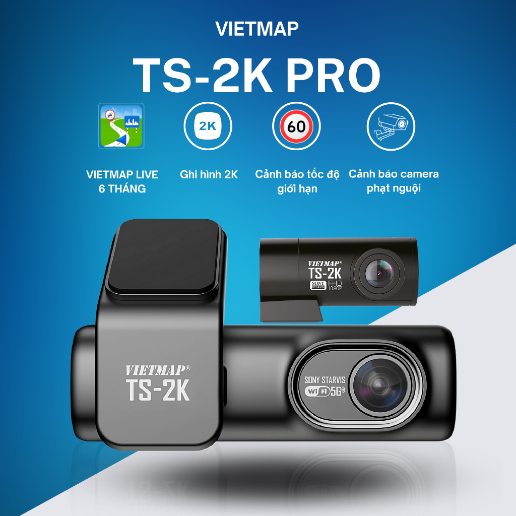 CAMERA HÀNH TRÌNH VIETMAP TS2K PRO CẢNH BÁO GIAO THÔNG VĨNH VIỄN, GHI HÌNH TRƯỚC SAU 2K, KẾT NỐI ...