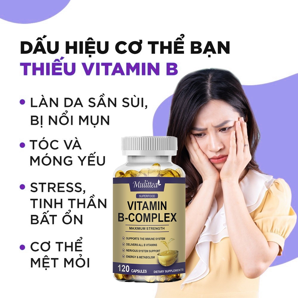 Mulittea Vitamin B Complex Capsules để giảm căng thẳng, hỗ trợ tâm ...