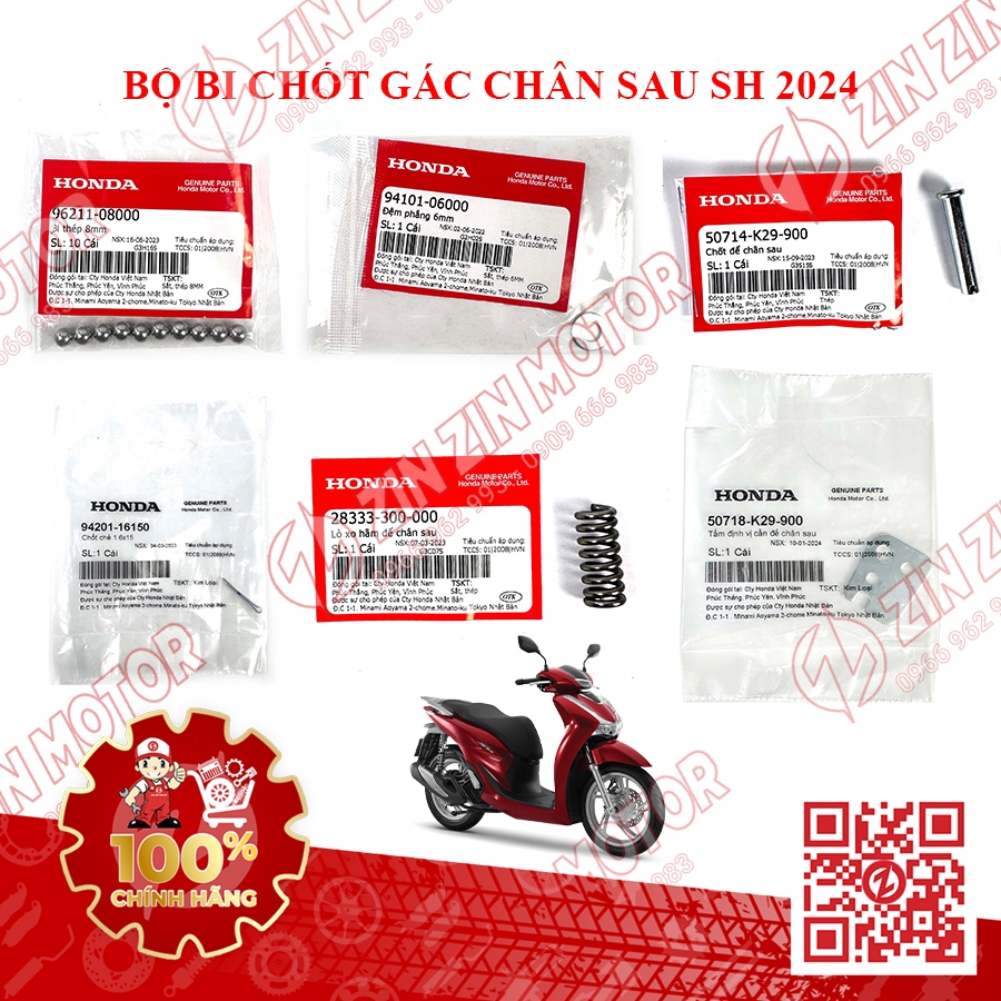 Bộ Bi Phe Cài Chốt Lò Xo Gác Chân Xếp Sau SH 2024, SH 160i, SH160i, SH ...