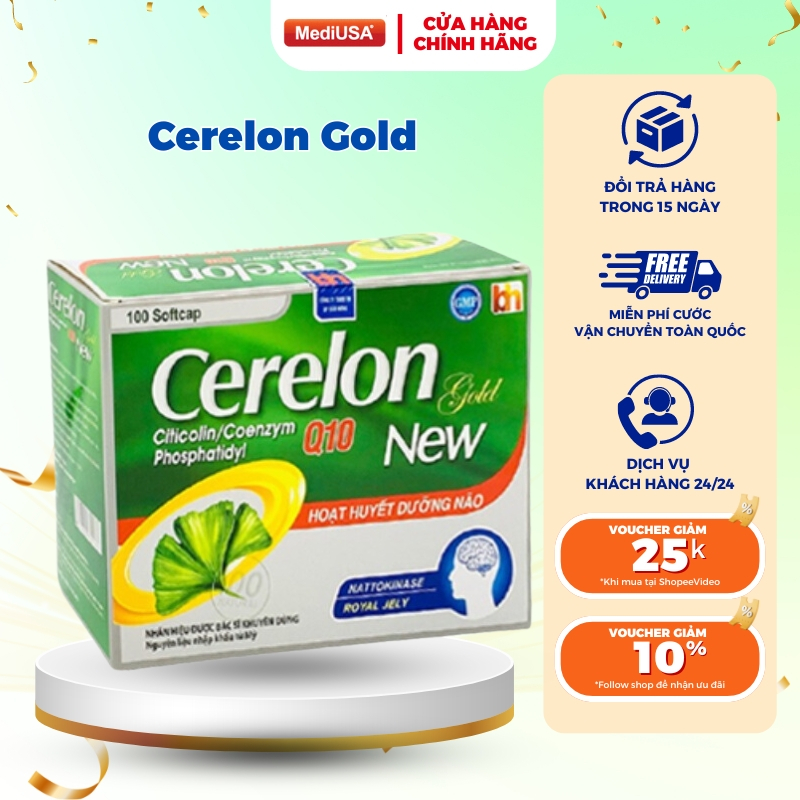 Bổ não Cerelon Gold New - Giảm nhức đầu, hoa mắt, chóng mặt do rối loạn ...
