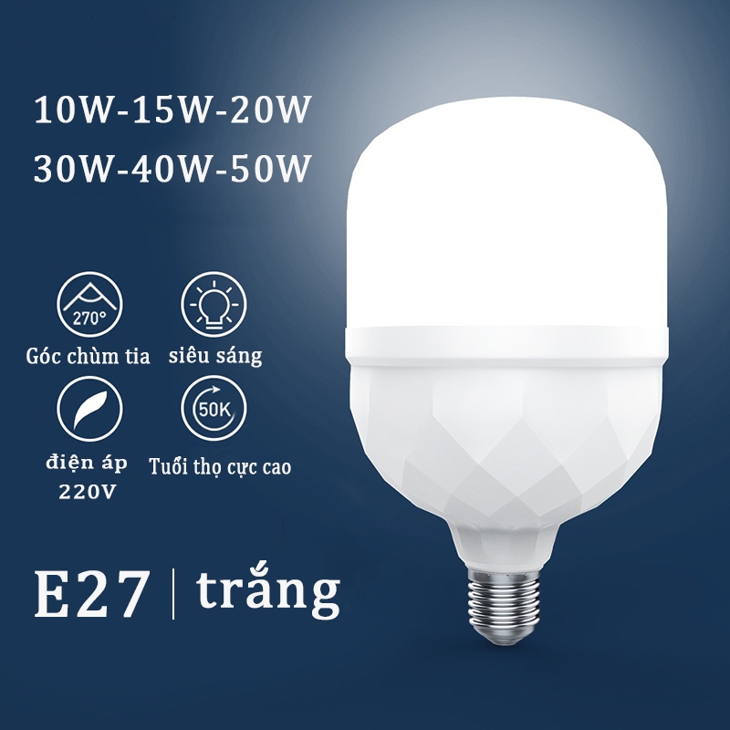 Bóng Đèn Led 30w 40w 20w 15w 10w Bóng LED Bulb Trụ ánh sáng trắng ,siêu bền, tiết kiệm điện ...