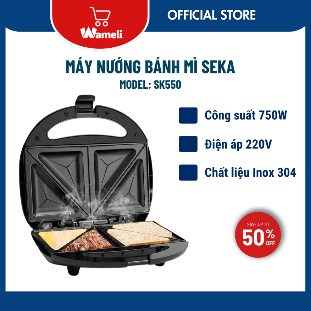 Máy nướng bánh mỳ sandwich SEKA SK-550, máy kẹp nướng bánh mỳ, chống dính tốt - Hàng chính hãng ...