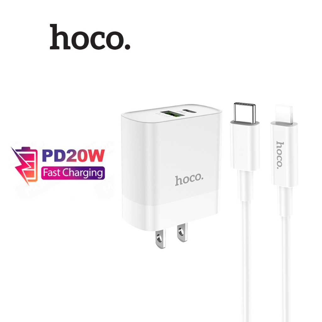 Bộ sạc nhanh Typec to IP PD20W 3.0A Hoco C80/C80A 2 cổng ( USB + Type-C ) dành cho 11/12/13/14 ...