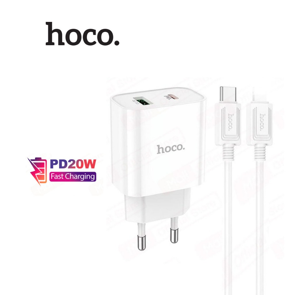 Bộ sạc nhanh Typec to IP PD20W 3.0A Hoco C80A PLUS 2 cổng (USB + Type-C ) dùng cho ip11/12/13/14 ...