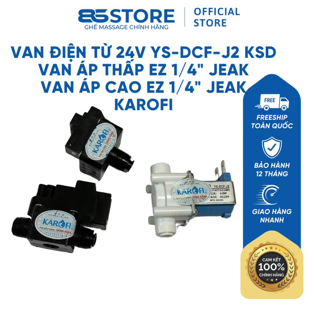 Van điện từ KAROFI 24V YS-DCF-J2 KSD / VAN ÁP THẤP EZ 1/4" JEAK / VAN ÁP CAO EZ 1/4" JEAK ...