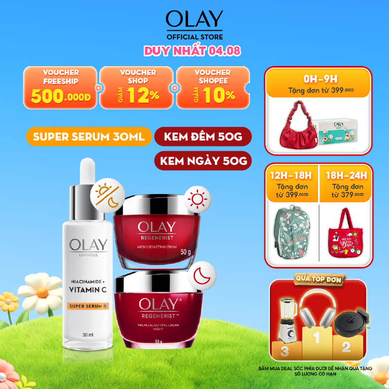 Combo 3: Kem Dưỡng Ẩm Ngày, Đêm OLAY Regenerist + Super Serum OLAY ...