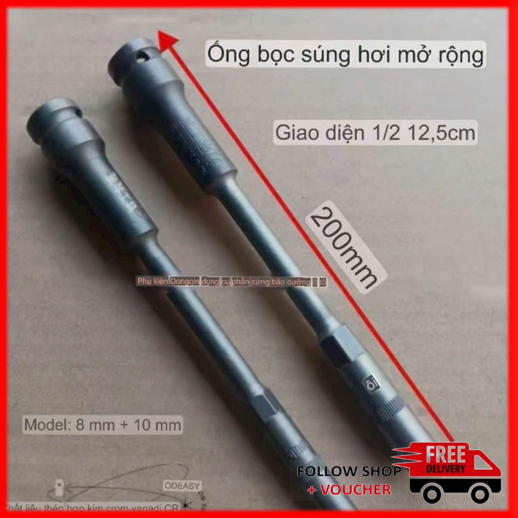 Đầu tuýp đầu khẩu dài 1/2 inch dài 200mm Hotssman 8mm 10mm 12mm ...