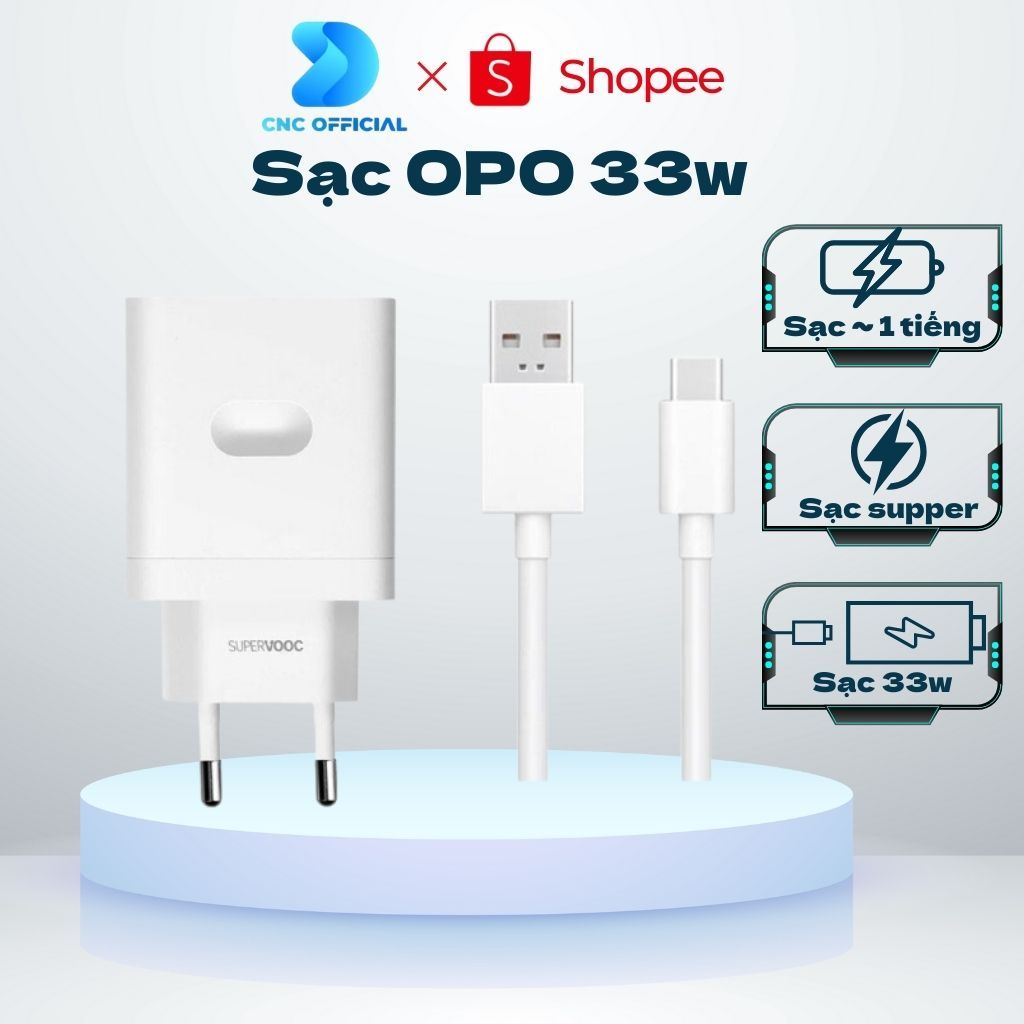 Bộ sạc nhanh OPPO 33W, củ sạc và cáp hỗ trợ công nghệ Dart, VOOC các ...