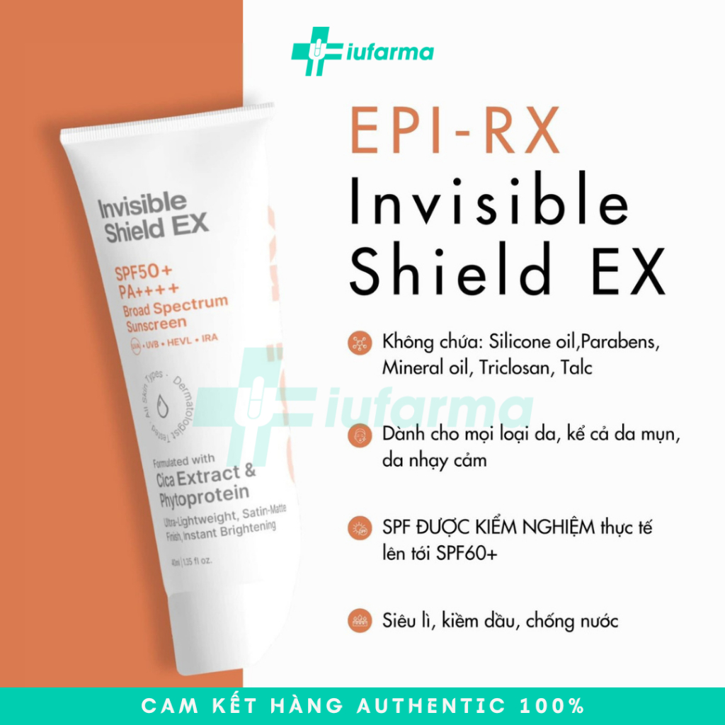 [Iufarma] SALE Kem chống nắng Epi RX Invisible Shield nâng tông, khô ...