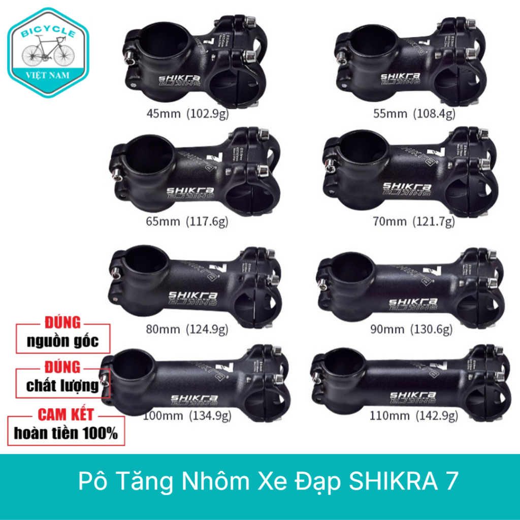 Pô Tăng Nhôm Xe Đạp SHIKRA 7 - 45/55/60/65/70/80/90/100/110mm | Shopee ...