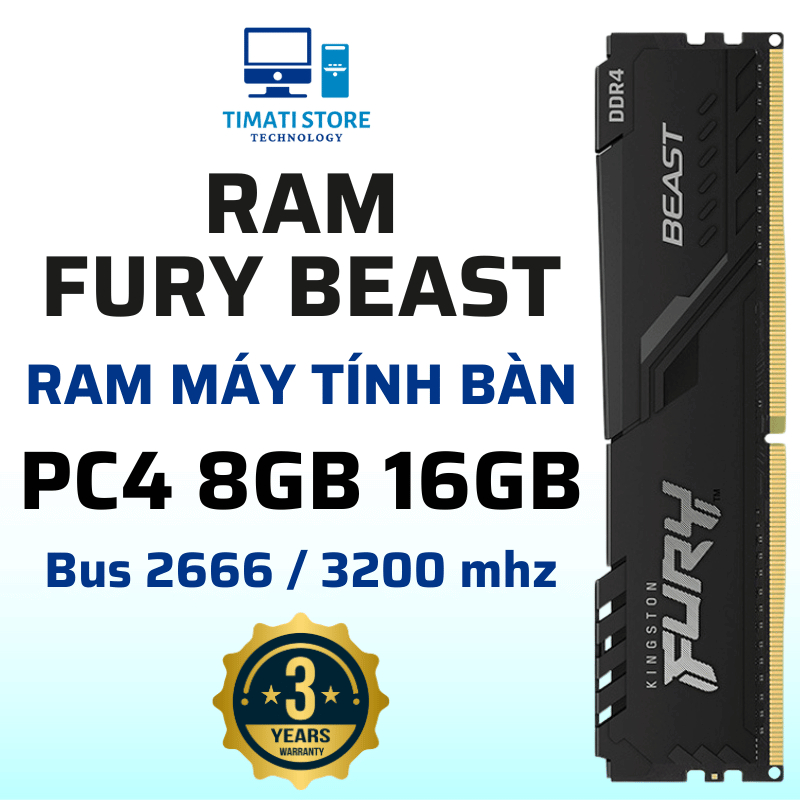 Ram PC 8GB/16GB DDR4 bus 2666/3200Mhz BEAST ĐEN Memory Ram DIMM - Bảo ...