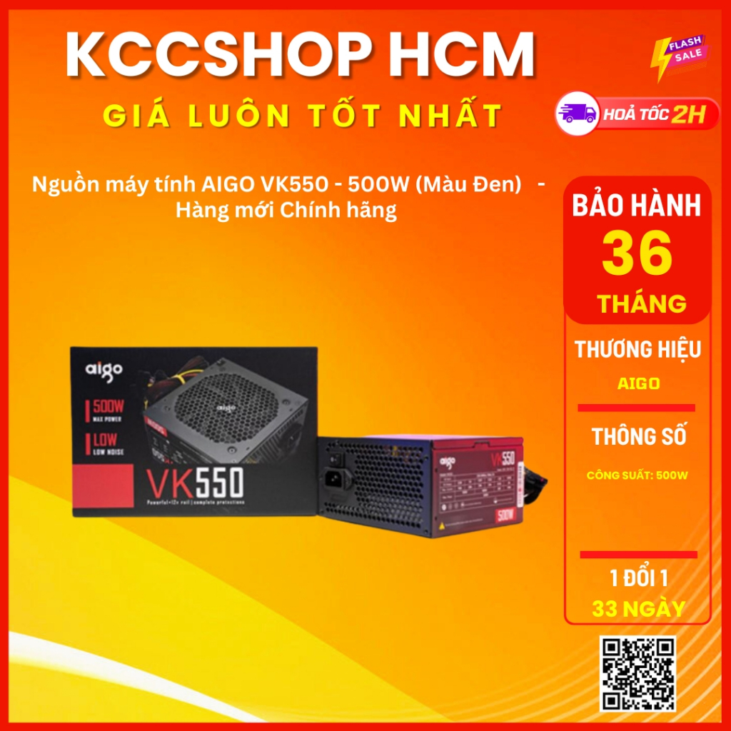 Nguồn máy tính AIGO VK550 - 500W (Màu Đen) - Chính hãng bảo hành 36 ...