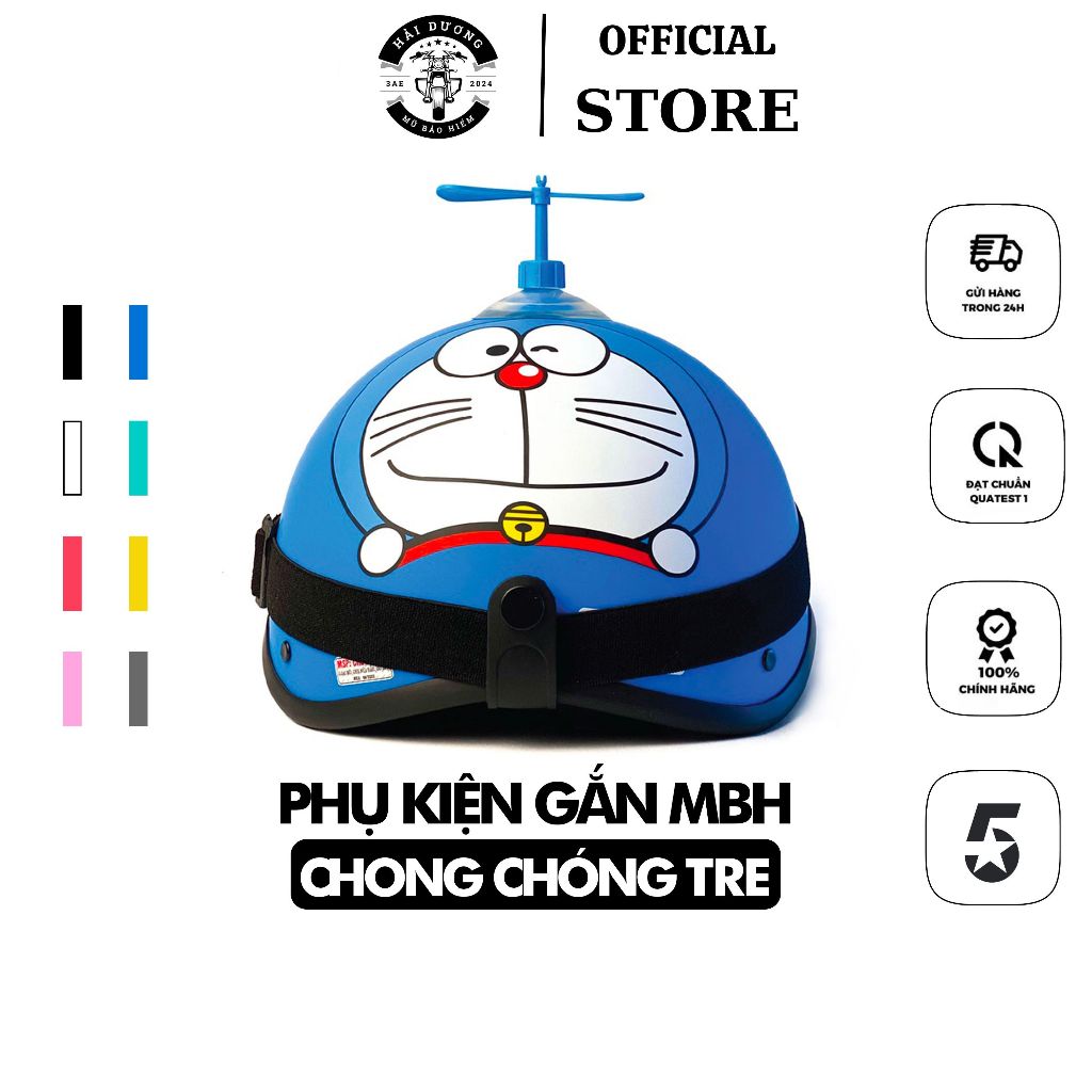 Chong chóng Doraemon gắn mũ bảo hiểm Sundy Helmet tặng kèm keo dán siêu ...