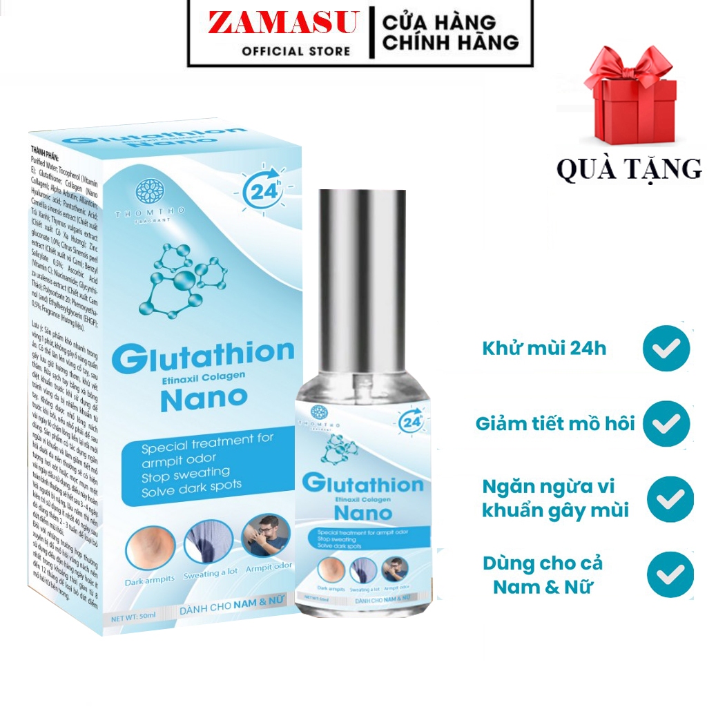 Xịt Khử Mùi 2IN1 Glutathion Nano 30ML - Khử Mùi Hôi Nách,Hôi Chân,Ngăn Tiết Mồ Hôi ,Hạn Chế Mùi ...