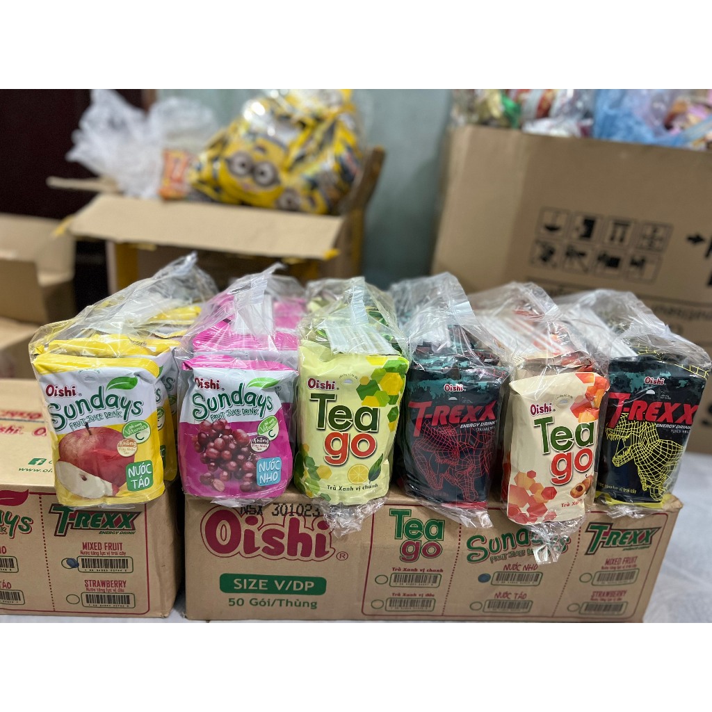Bán sỉ nước oishi tea go. chanh, đào, táo, nho, dâu, trái cây bịch 10 ...