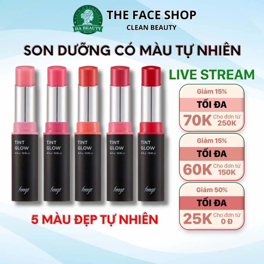 Son dưỡng ẩm môi tự nhiên có màu fmgt The Face Shop TINT GLOW 4.3g ...