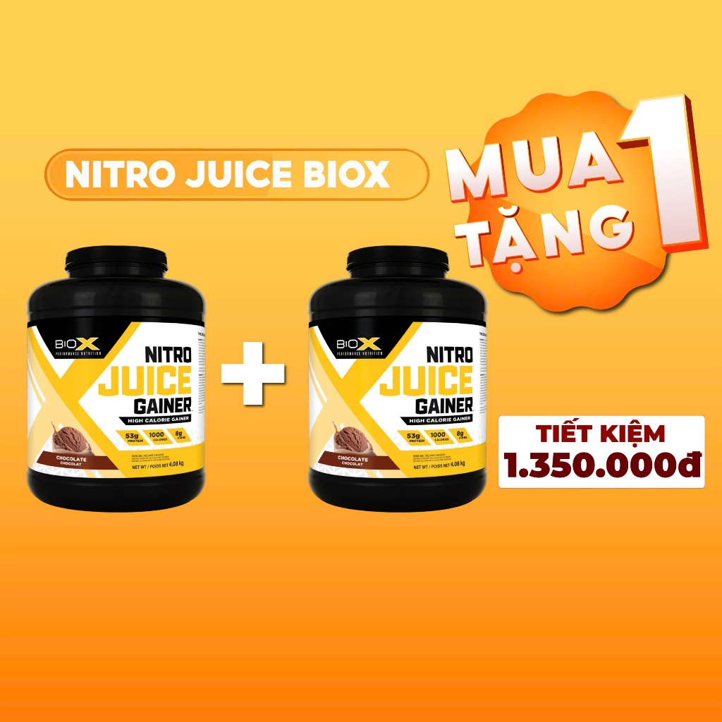 MUA 1 TẶNG 1 - Sữa Tăng Cân Nitro Juice Gainer BioX Hộp 4.08 Kg T3.2025 ...