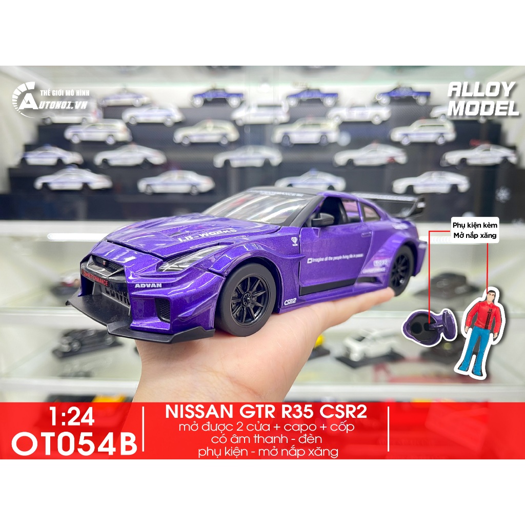 Mô hình xe Nhật Nissan GTR R34 full open hộp đẹp tỉ lệ 1:24 Alloy Model ...